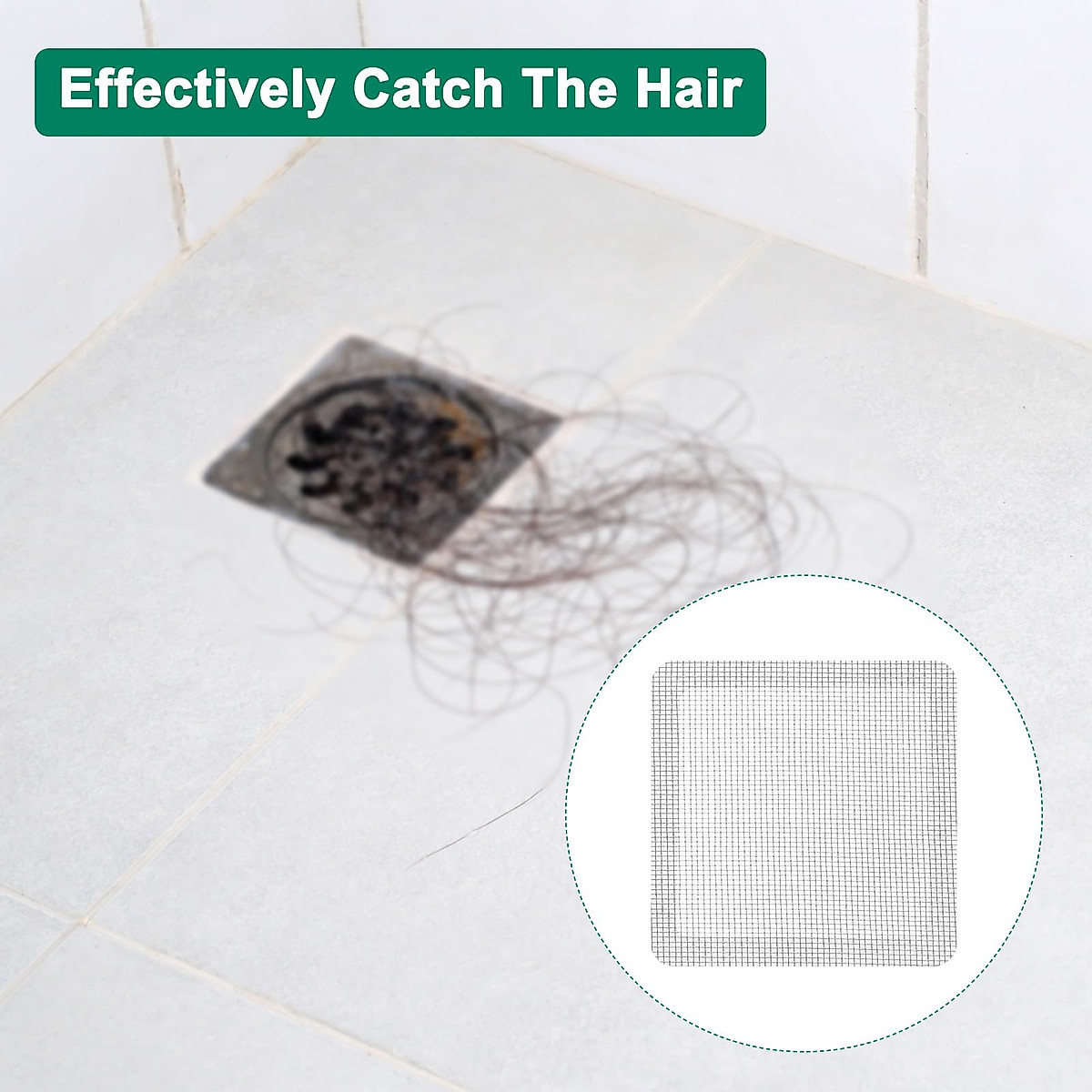uxcell Disposable Shower Drain Hair Catcher, 10Pcs Disposable Hair Catchers Mesh Stickers for Shower, Bathtub, Sink, Bathroom, Kitchen, Sewer (90mmx90mm, Grey)