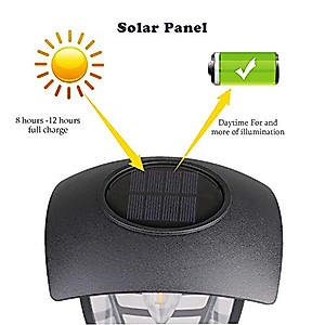 2 Pack Solar Wall Lantern Lights Outdoor Waterproof, Black Sun Powered Wall Light Fixtures, Sturdy Plastic LED Wall Lantern, Clear Warm White Lighting for Yard, Front Porch, Garage and Garden