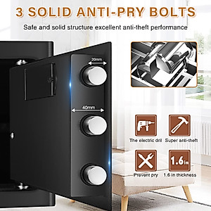 4.0 Cuft Large Home Safe Fireproof Waterproof, Anti-theft Fireproof Safe with Fireproof Bag, Programmable Keypad and Spare Keys, Digital Security Home Safe for Documents Firearm Money Valuables