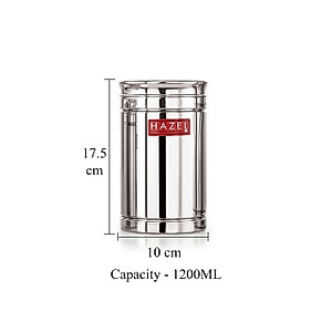 HAZEL Stainless Steel Container Set | 1200 ml Set of 5 Steel Container for Kitchen Storage Set | Air Tight Containers for Kitchen Storage | Ideal for Storing Rice, Cereal, Pulse, Snacks.