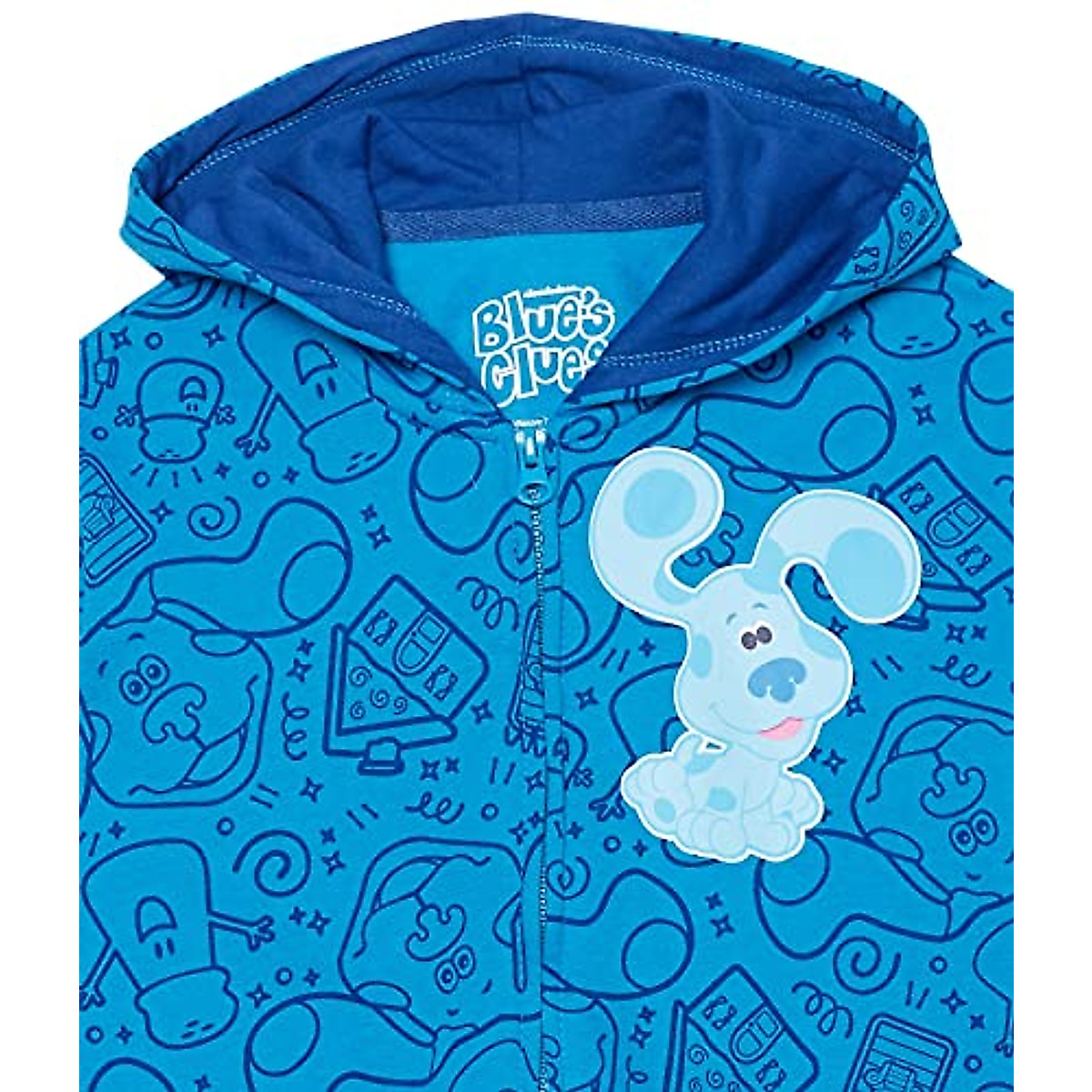 Nickelodeon Boys' Blue's Clues & You Toddler All Over Print Zip Up Fleece Hoodie, Royal, 3T