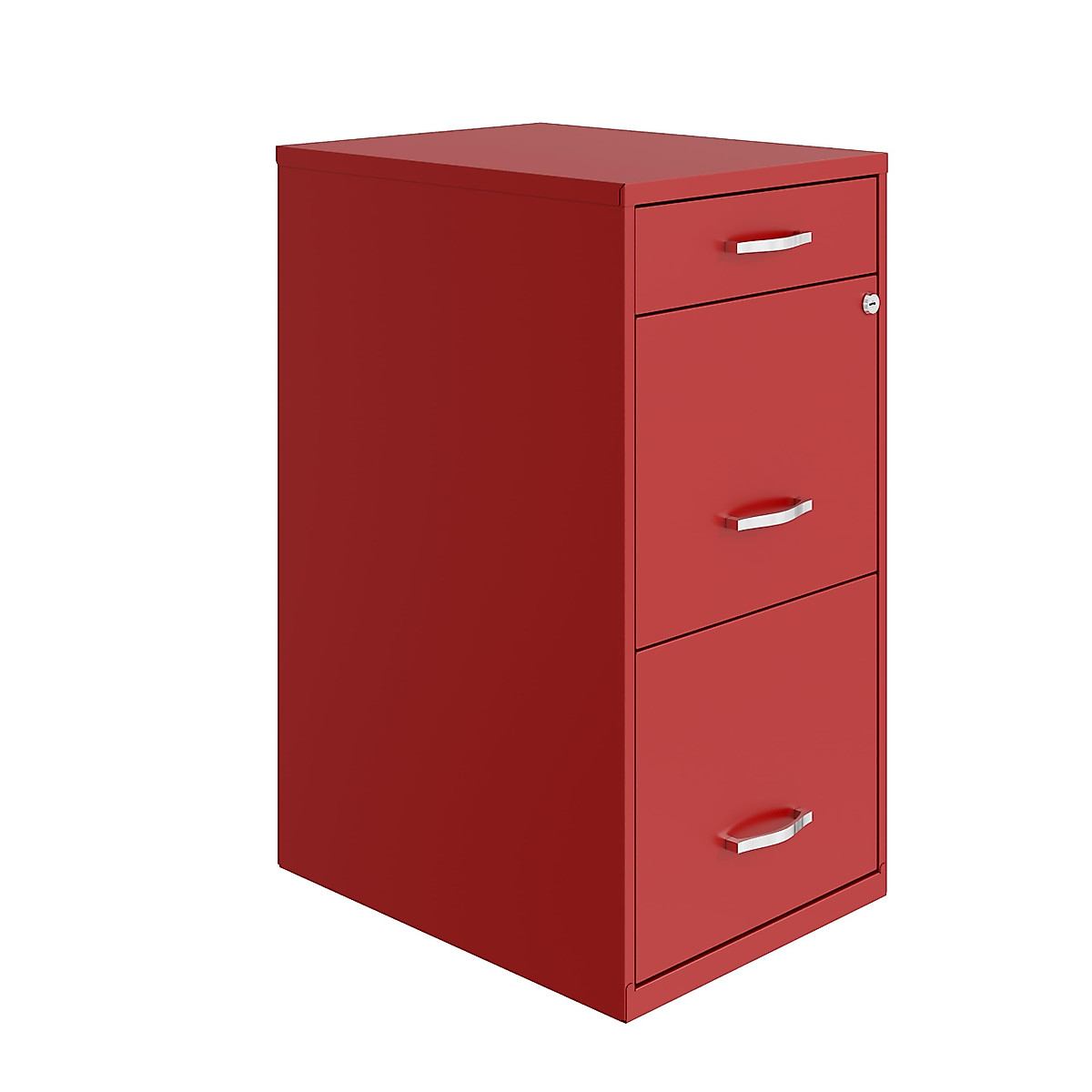 Hirsh Industries Space Solutions 18in Deep 3 Drawer Metal Organizer File Cabinet Red, Letter Size, Fully Assembled