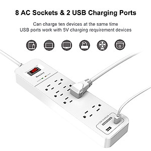 Huntkey Power Strip Surge Protector 4000 Joule, 3 USB Charger Port 12 Widely Space Outlet 6Ft Extension Cord Power Bar for Office Room (Black)