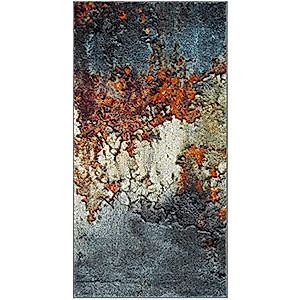 SAFAVIEH Glacier Collection 2'7" x 5' Blue/Multi GLA125B Modern Abstract Non-Shedding Living Room Bedroom Area Rug