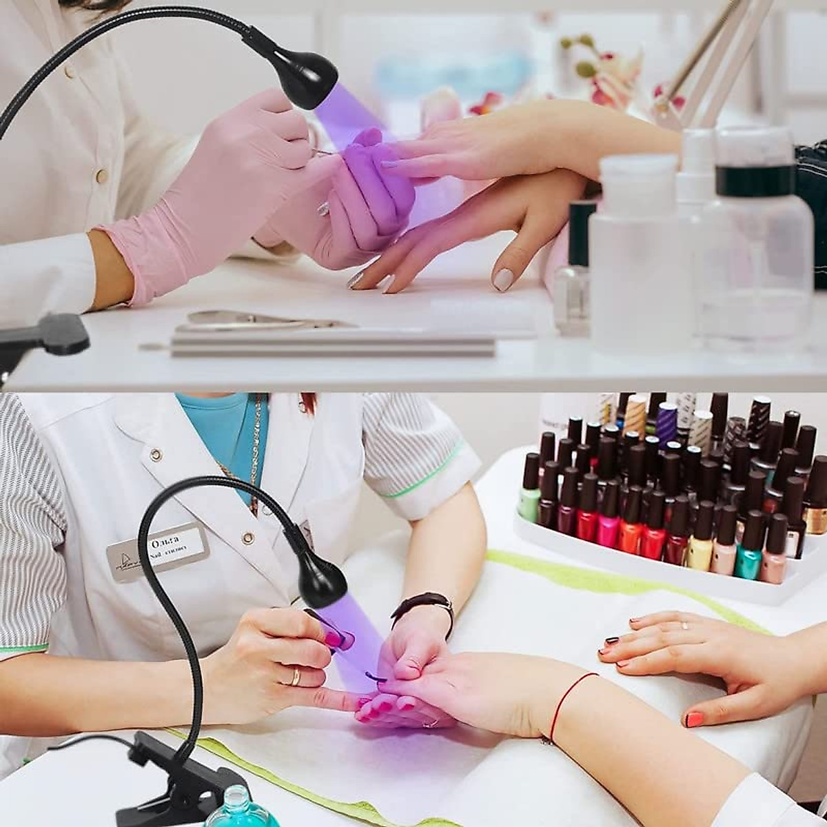 mlogiroa UV Light for Gel Nails, 3W Gel Nail Lamp, Mini Led Nail Polish Lights with Gooseneck, Portable Clamp UV Light with USB Charge Lamp for Salon