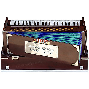 Harmonium BINA No.17 Delux, Folding Portable Version, Special Double Reed, Safri, Kirtan, 9 Stops, 3-1/2 Octaves, Rosewood Color Model 17DX