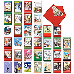 NobleWorks - Variety Pack of 36 Funny Assorted Christmas, New Year Cards Box Set, Mixed Occasions w/Envelopes Holiday for Men, Women (36 Designs, 1 Each) - Favorite Holiday Toons AC6736XXG-B1x36