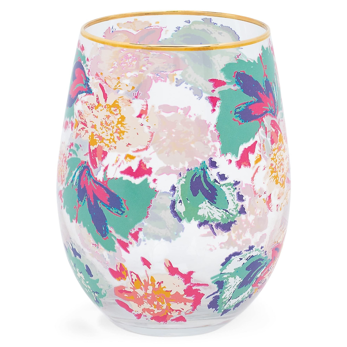 Mary Square 29284 Pink Peony Sorbet 8 ounce Glass Stemless Wine Tumbler Drinking Glass for Wine and Spirits