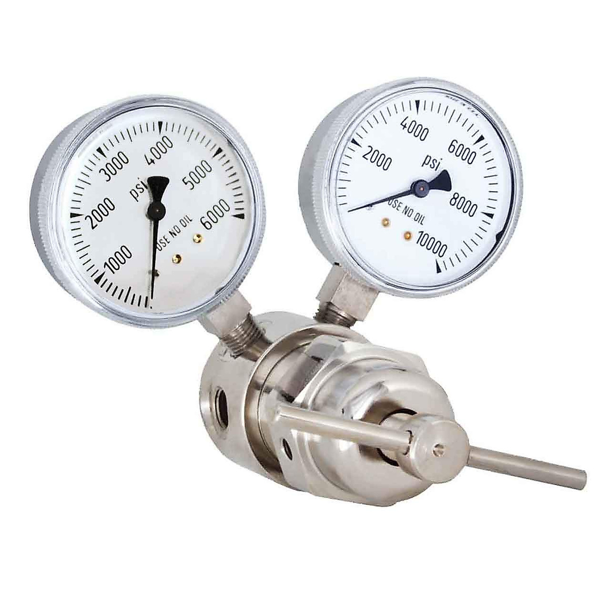 Miller Smith 826-00-00 Silverline High Pressure Analytical Brass Single Stage Regulators, 4000 PSI