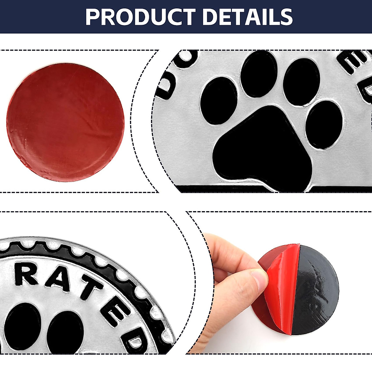 Dogs Badge Rated Car Emblem, 4 x 4 Automotive Car Badge Decals Stickers, 3D Metal Car Badges Round Emblem Decals, Car Exterior Emblems Badge Compatible with Jeep Wrangler Vehicles Trucks SUV