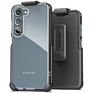 Encased Clear Case with Belt Clip Designed for Samsung Galaxy S23 - Protective Slim Cover with Phone Holster (Crystal Clear)