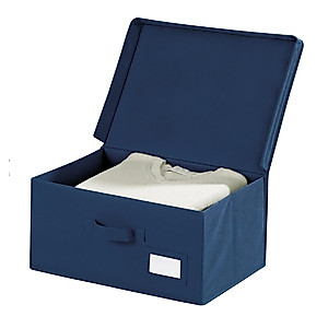 WENKO Storage Box Air L-Breathable Fleece, 44 x 19 x 33 cm, Blue