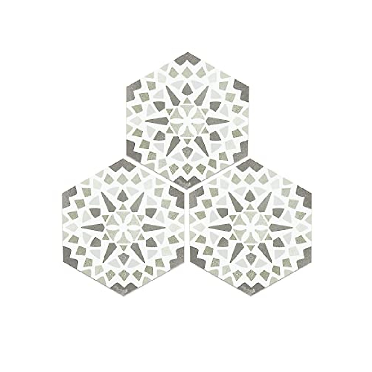 FloorPops 9" x 10.4" Ribera Peel & Stick Hexagon Vinyl Floor Tiles (10 Tiles), (4.5 sqft/Carton), Gray