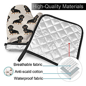 Doxie Dachshund Weiner Dog Pet Dogs Oven Mitts and Pot Holders Set Kitchen Gift Set for Kitchen Cooking Baking, BBQ