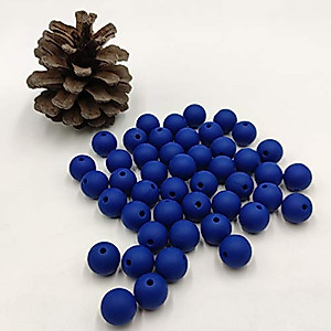 50pcs Sapphire Color Silicone Round Beads Sensory 15mm Silicone Pearl Bead Bulk Mom Necklace DIY Jewelry Making Decoration