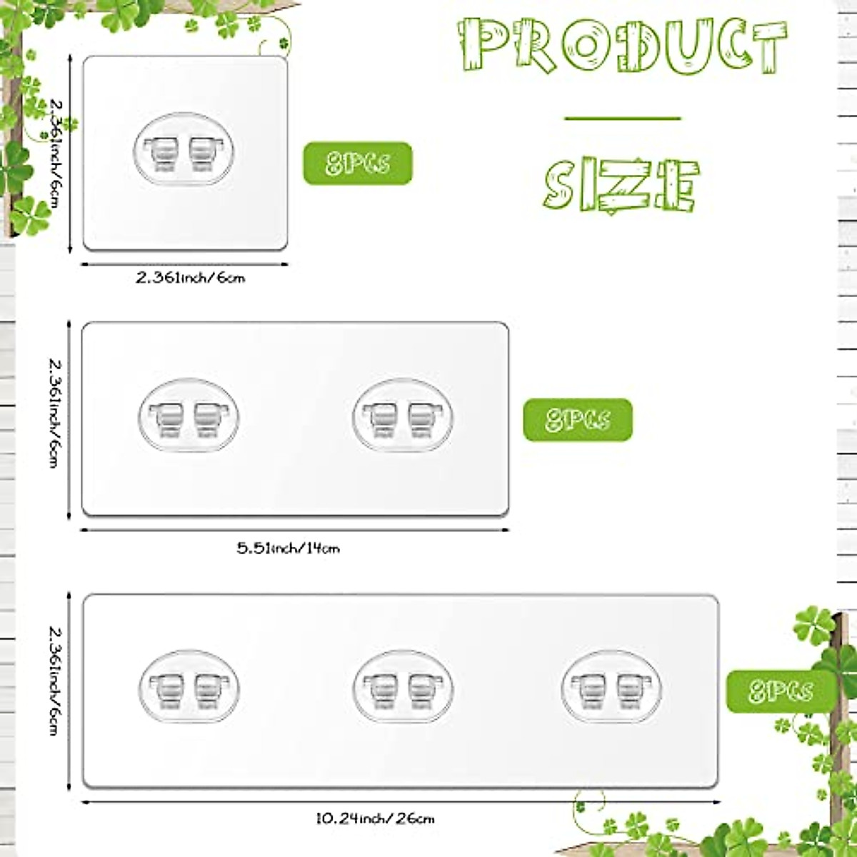 24 Pcs Shower Caddy Adhesive Sticker Clear Sticky Replacement Hook for Corner Shower Caddy Adhesive Replacement Shower Adhesive Strips for Rack Storage Organizer Hanging Bathroom Shelf Basket, 3 Style