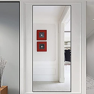 Koonmi 71"x31" Full Length Mirror Extra Large Floor Mirror Hanging or Leaning Against Wall Mounted Aluminum Alloy Dressing Rectangle Body Mirror Bedroom Burst-Proof Glass, Black