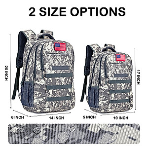 outdoor plus Camo Backpack,Military Teen Boys Backpacks for School, Army Bookbag with USB Charging Port,40L (a-BLACK CAMO-40L)