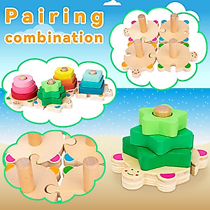 Montessori Toys for Babies 6-12 Months, Wooden Stacking Toys for Toddlers 1-3 Year Old, Toddler Learning Educational Toys 1 Year Old, Preschool Activities Gifts for Boys Girls Birthday Christmas