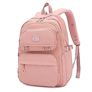 BEFUNIRISE Backpack for School Girls Bookbag Cute Bag College Middle High Elementary 18 Inch School Backpack for Teen Girls (#1Pink, Large)