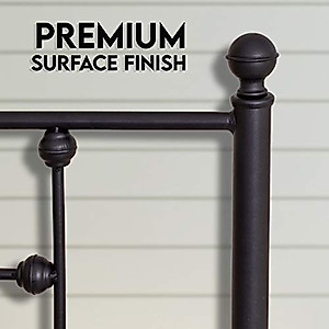 AMBEE21 Victorian Queen Metal Bed Frame with Headboard and Footboard Platform/Wrought Iron/Heavy Duty/Solid Sturdy Metal Slat/Black/No Box Spring Needed/Mattress Foundation/Under Bed Storage