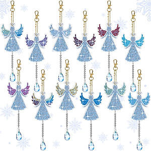 Riceshoot 12 Pcs Bereavement Gift Diamond Painting Kits for Sympathy Memorial Gift Diamond Painting Keychain Sympathy Gift for Loss of Loved One Remembrance Decor(Angel)
