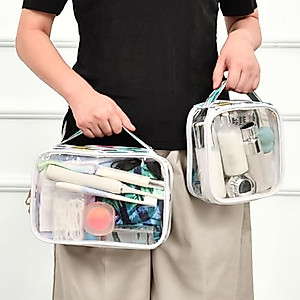 senya Clear Toiletry Bag,Travel Makeup Cosmetic Bag Carry on Airport Airline Compliant Bag Colorful Dragonfly for Women Men