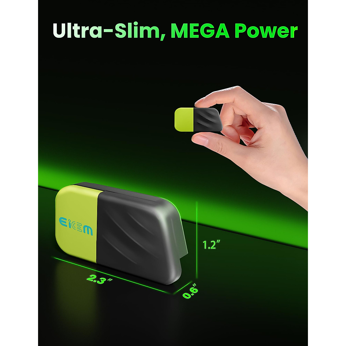 EICEM Electric Green Light, USB Rechargeable Show All Dust LED Light, One Hand Operated, Vacuum Cleaner Attachment