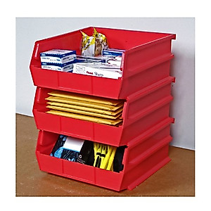 Triton Products 3-235R LocBin Stacking, Hanging, Interlocking Polypropylene Bins 10-7/8-Inch L by 11-Inch W by 5-Inch H Red 6 CT