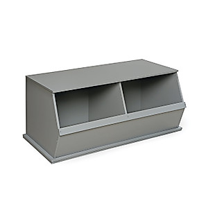 Stackable Wooden 2 Bin Open Storage Toy Organizing Cubby