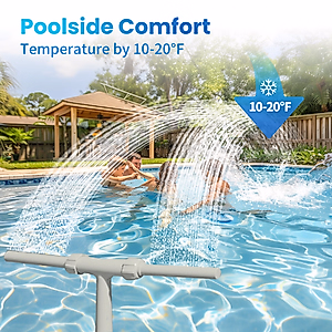 AquaJoyer Pool Fountain for Above and In-Ground Pools, Dual Spray Waterfall Sprinkler Fountain, Above Ground Pool Accessories, Adjustable Waterfall Cooling and Relaxation (Gray)