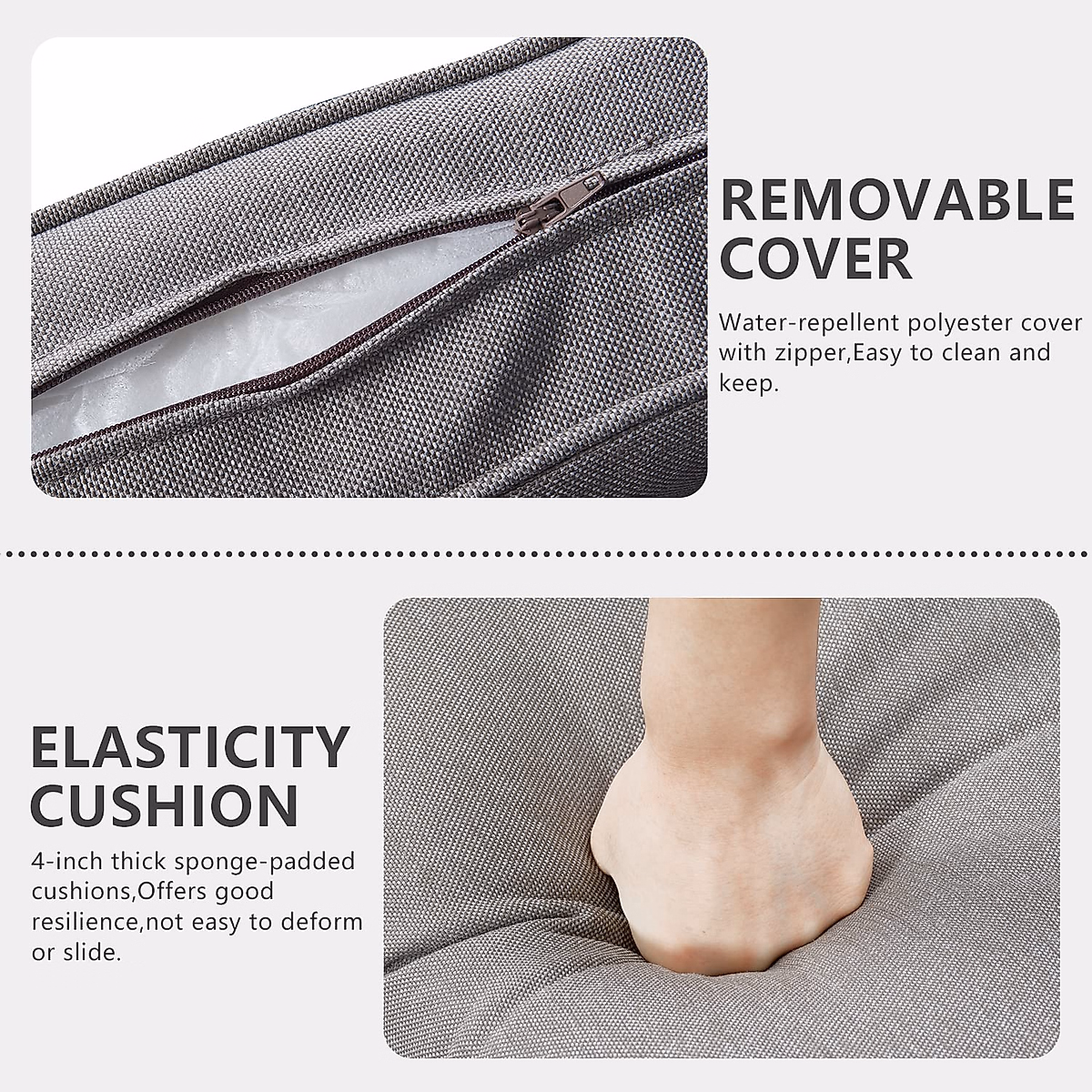 HUMMUH Outdoor Chairs PE Wicker Patio Dining Chairs Set of 2 High Back Metal Frame Porch Chairs with 4 inch Seat Cushions