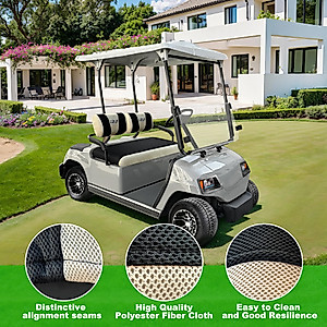 10L0L Golf Cart Seat Covers, Fits Yamaha G2 G9 G16 G19 G22 & Club Car DS Pre-2000, E-Z-GO Marathon, Washable Breathable Air Polyester Mesh Cloth, Cool in Summer and Warm in Winter