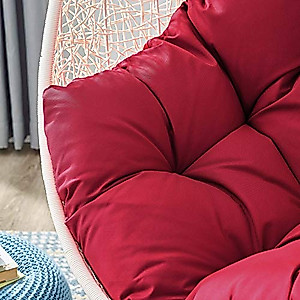 Modway EEI-2273-WHI-RED Hide Wicker Rattan Outdoor Patio Porch Lounge Egg Set, Swing Chair with Stand, Red