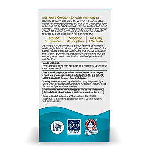 Nordic Naturals Ultimate Omega 2X Mini D3, Lemon Flavor - 60 Mini Soft Gels - 1120 mg Omega-3 + 1000 IU Vitamin D3 - Omega-3 Fish Oil - EPA & DHA - Promotes Brain & Heart Health - 30 Servings