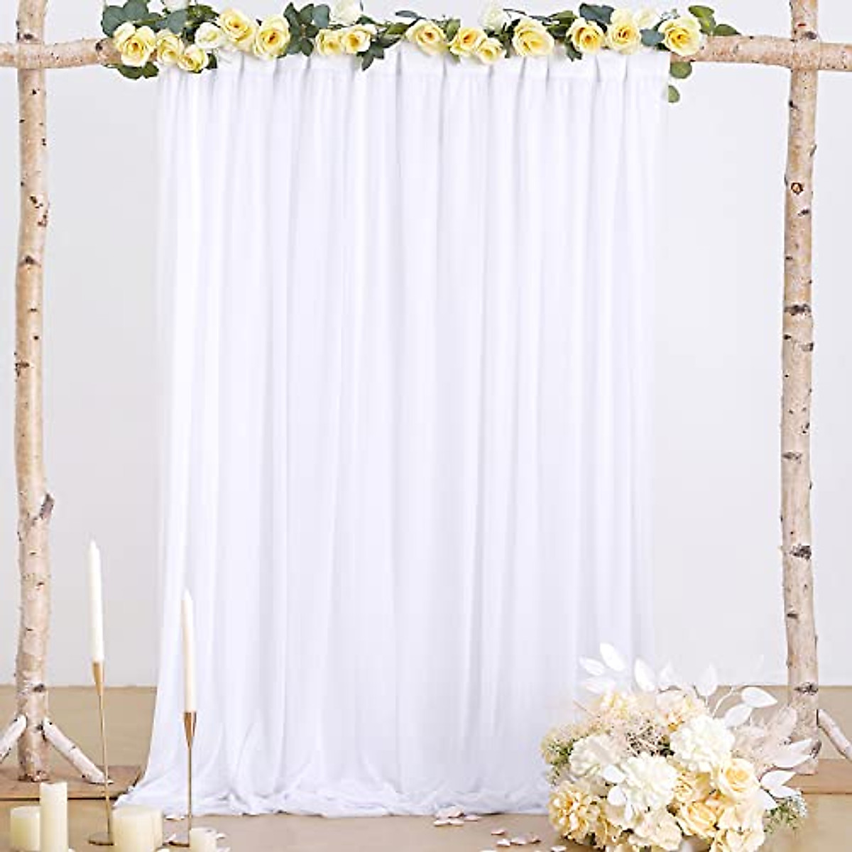 White Backdrop Curtains Sheer Tulle Backdrop for Parties 5ftx7ft Baby Shower Background for Wedding Party Ceremony Photo Backdrop