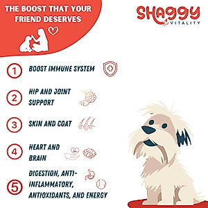ShaggyVita Dog Vitamins and Supplements 9 in 1 for Immune System, Skin & Coat, All Ages - Dog Skin and Coat Supplement - Dog Supplements & Vitamins - Multivitamin for Dogs - Dog Vitamins Multivitamin