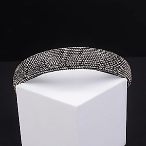 Wiwpar Rhinestone Headbands for Women Girls Fashion Rhinestone Head Bands Sparkly Black Headband Hair Hoop Party Hair Accessories (Black)