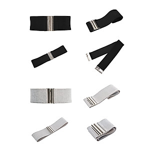 GRACE KARIN Lightweight Stretch Waist Band Buckle Belt for Women Jeans Black Sliver XL