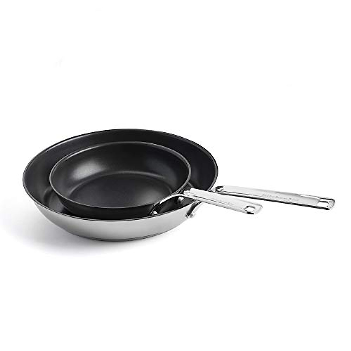 KitchenAid Stainless Steel Non-Stick 20cm and 28cm Frying Pan Set, Silver
