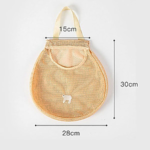 Mcles 3 Pack Portable Reusable Grocery Bags, Fruit Vegetable Bag, Washable Cotton Mesh String Organic Organizer Shopping Handbag, Long Handle Net Tote, Grocery Breathable Bag for Home Kitchen