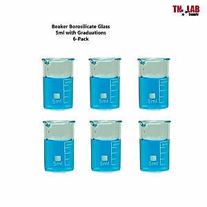 TN LAB Beaker Borosilicate Glass with Graduations 5ml 6-Pack