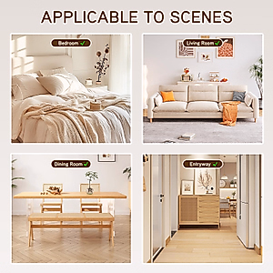 Furnimart Faux Leather Bench Ottoman, Tufted Button Bedroom Benches Footrest Stool in Solid Wood Legs, Long and Dining Bench, Indoor Bench for Entryway Living Room Bedroom (Leather-DustYellow)