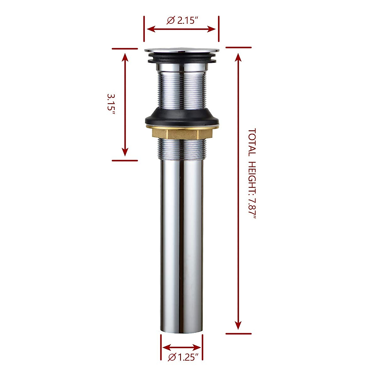 Purelux Pop up Drain Stopper for Bathroom Faucet Vanity or Vessel Sink Bathroom Drain Assembly No Overflow, Chrome Finish