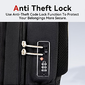 Omnpak 15.6 Inch Laptop Backpack for Men, Anti-Theft Travel Computer Bag with USB Charging Port, Water Resistant Multi-functional Business Backpack with Laptop Compartment, Black