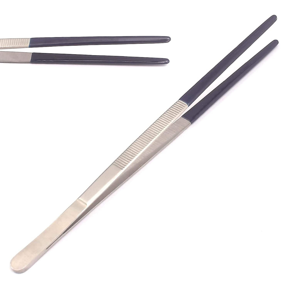 DDP NEW TWEEZERS RUBBER PVC COATED TIPS 10" STAINLESS STEEL FORCEPS STEAM ULTRASONIC CLEANING
