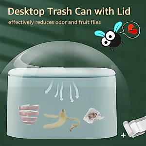 AYADA Mini Trash Can with Lid, Press-Type with Removable Inner Plastic Small Garbage Can Little Tiny Waste Basket Compact Covered Closable Trash Bin, Desk Countertop Office Kids Oval Rectangle (White)