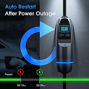 KHONS Level 2 EV Charger, Up to 32 Amp, 15.5ft Cable, Portable Electric Vehicle Charger, NEMA 14-50 Plug, Compatible with J1772 Electric Cars (G1S)