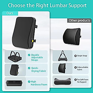 Lumbar Support Pillow for Office Chair,Support Point Adjustable Chair Back Support Pillow for Car, Office Chair Back Cushion Chair Cushion for Back Pain with 2 Adjustable Straps