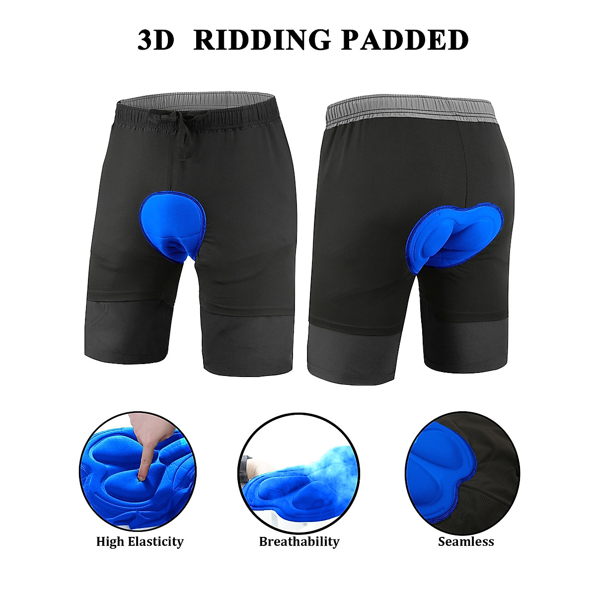 Men's Mountain Bike Shorts 3D Padded Baggy Bicycle Riding Cycling Shorts Quick Dry Lightweight Biking Shorts(Grey XXL)